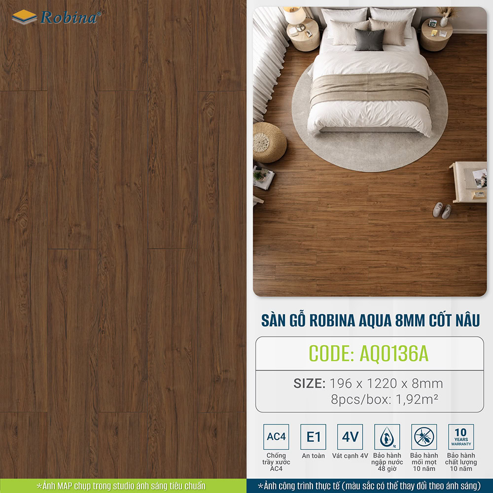 Sàn gỗ Robina Aqua cốt vàng AQO136A (Prestige Oak) 2026
