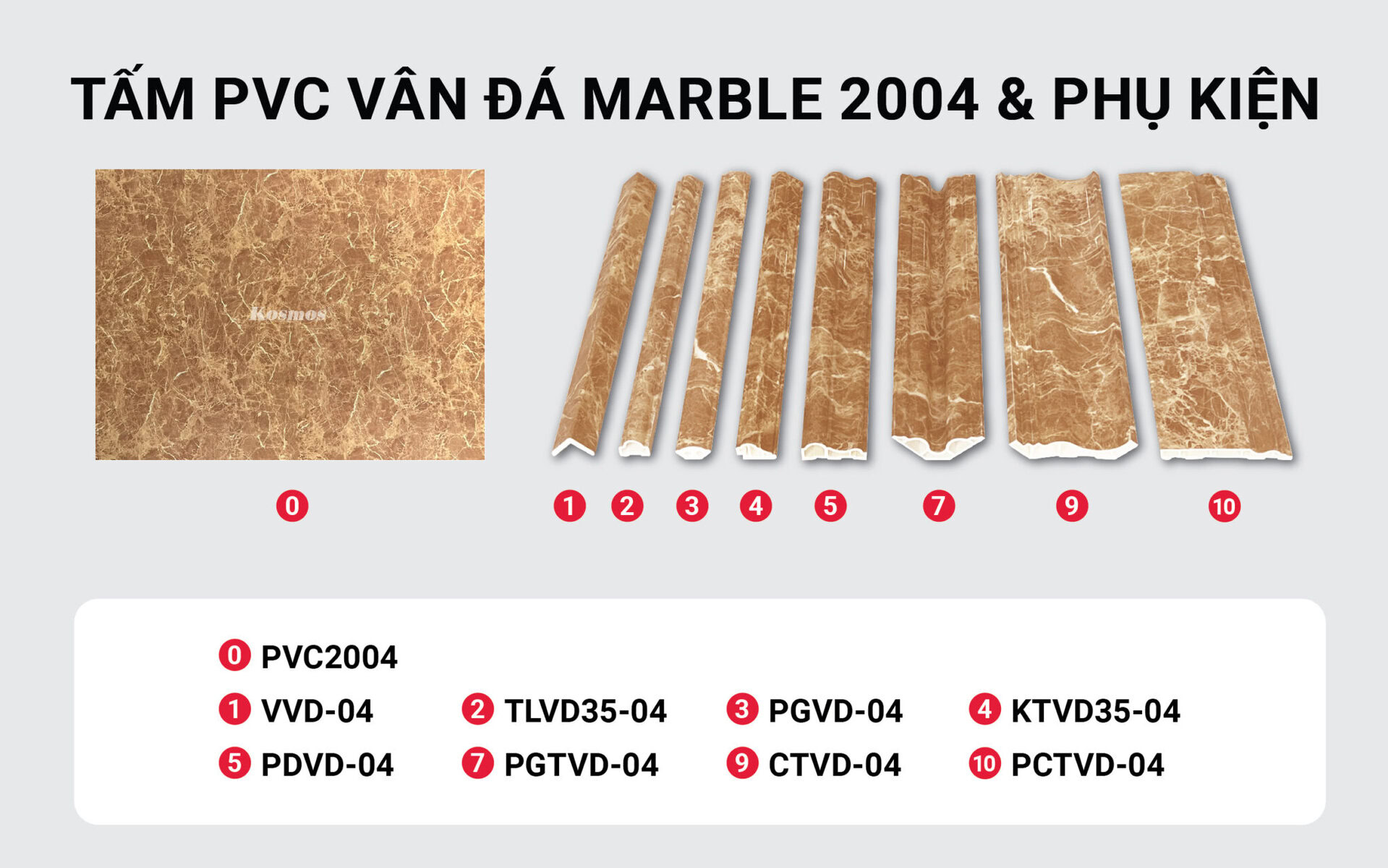 Tấm PVC vân đá Kosmos nhựa giả đá cách âm tốt 2026