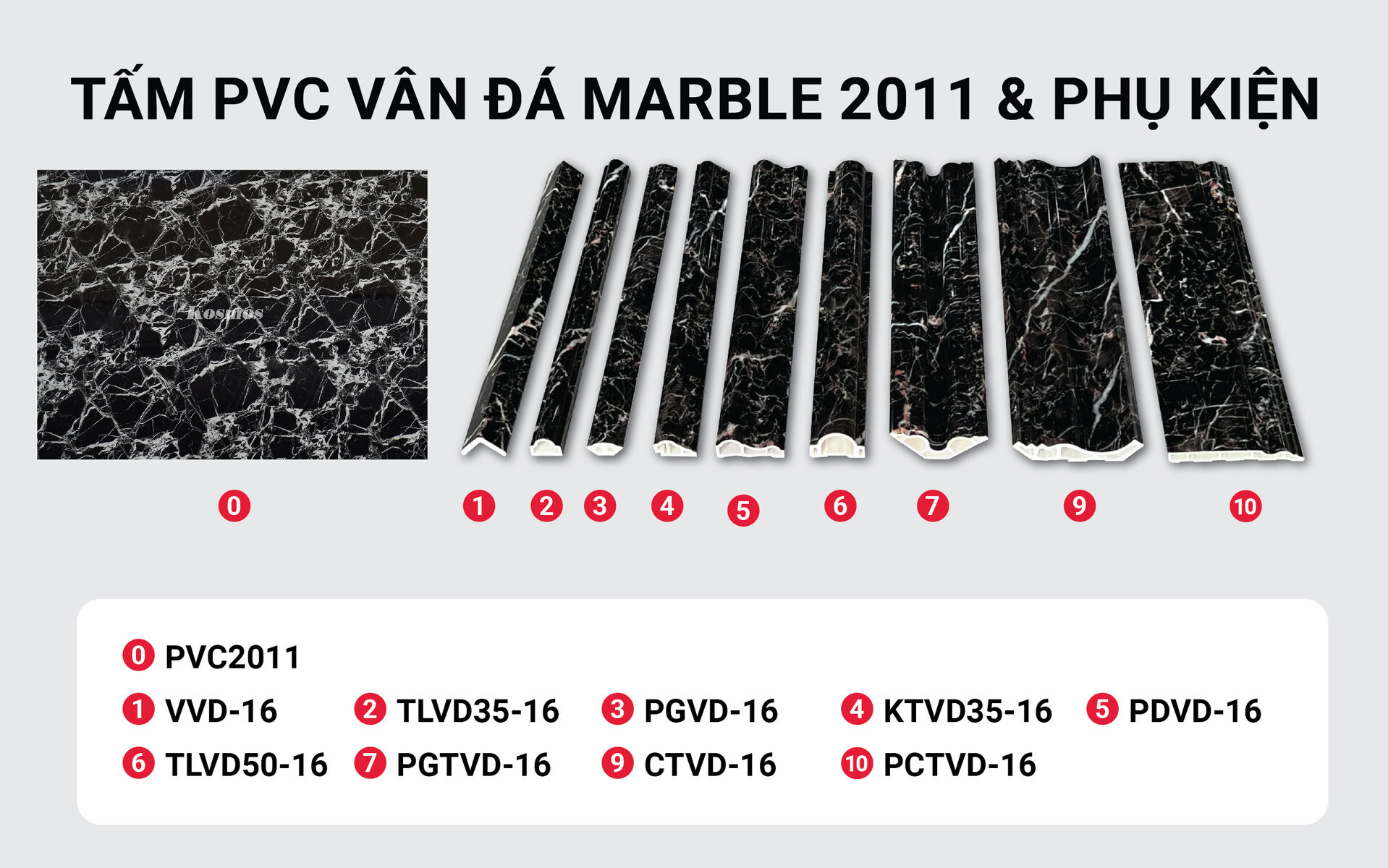 Tấm PVC vân đá Kosmos nhựa giả đá cách âm tốt 2024